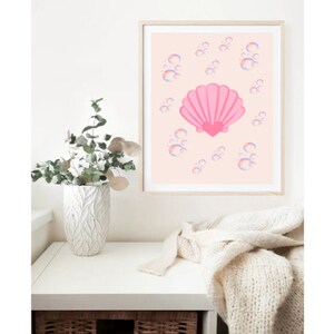 Pink Nursery Print Clam Shell Wall Decor Printable Art Seashell Print ...