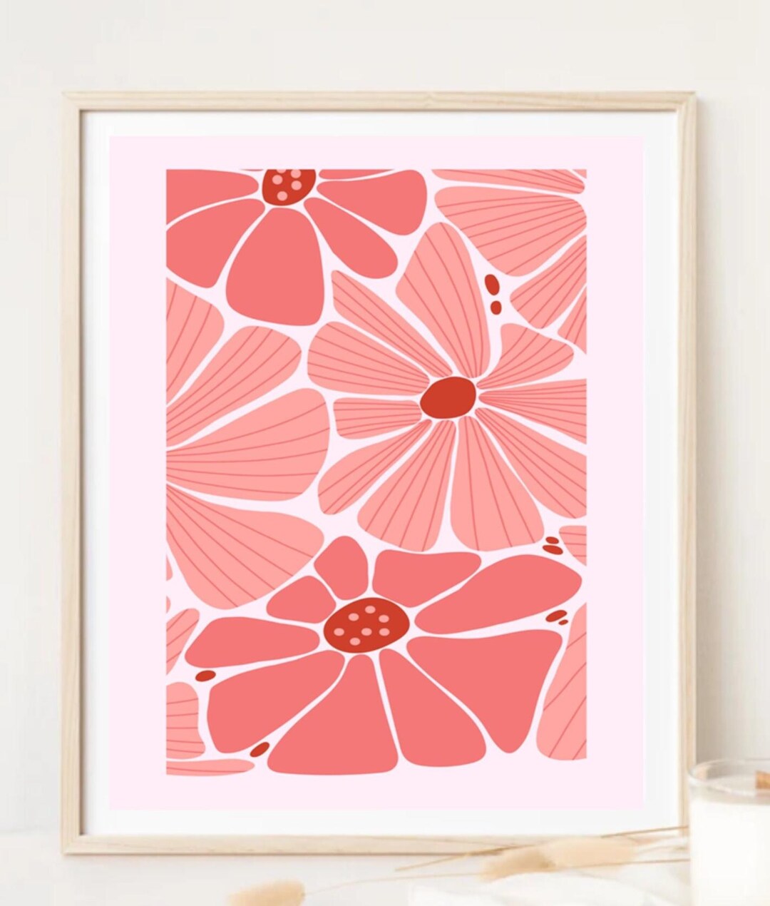 Abstract Floral Printable Wall Art Boho Pink Flower Nursery Wall Art ...