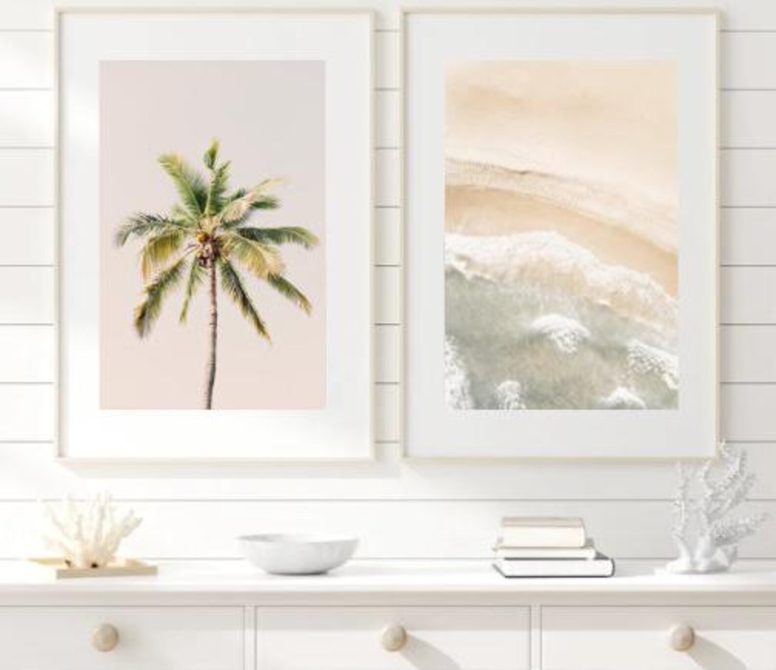 Neutral Beach Prints Palm Tree Poster Beach Coastline Printable Decor ...