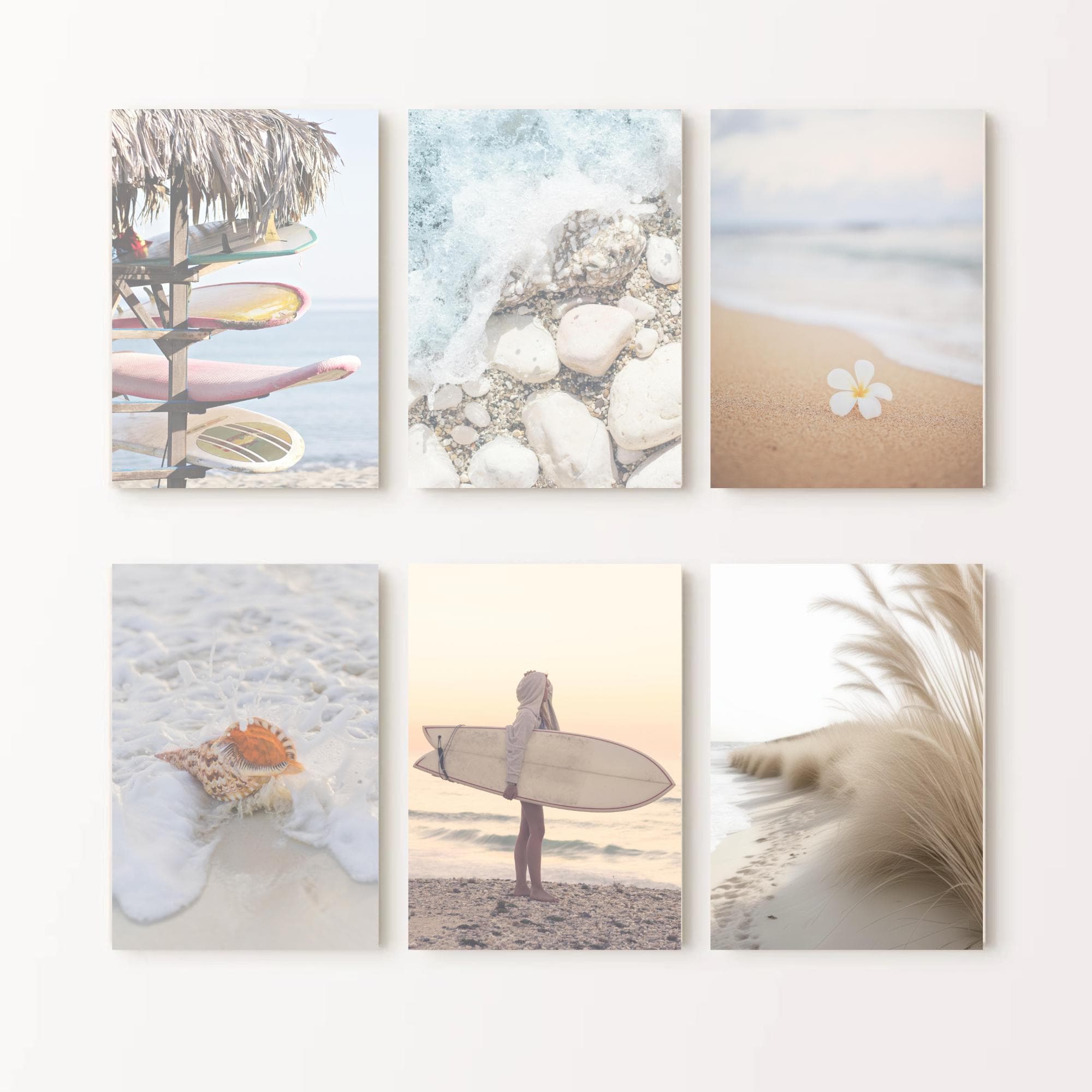 Neutral Beach Print Set of 6 Boho Wall Art Tropical Island Prints Wall ...