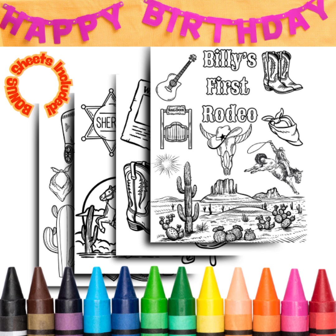 Cowboy Coloring Sheet Rodeo Birthday Coloring Page Printable Western ...