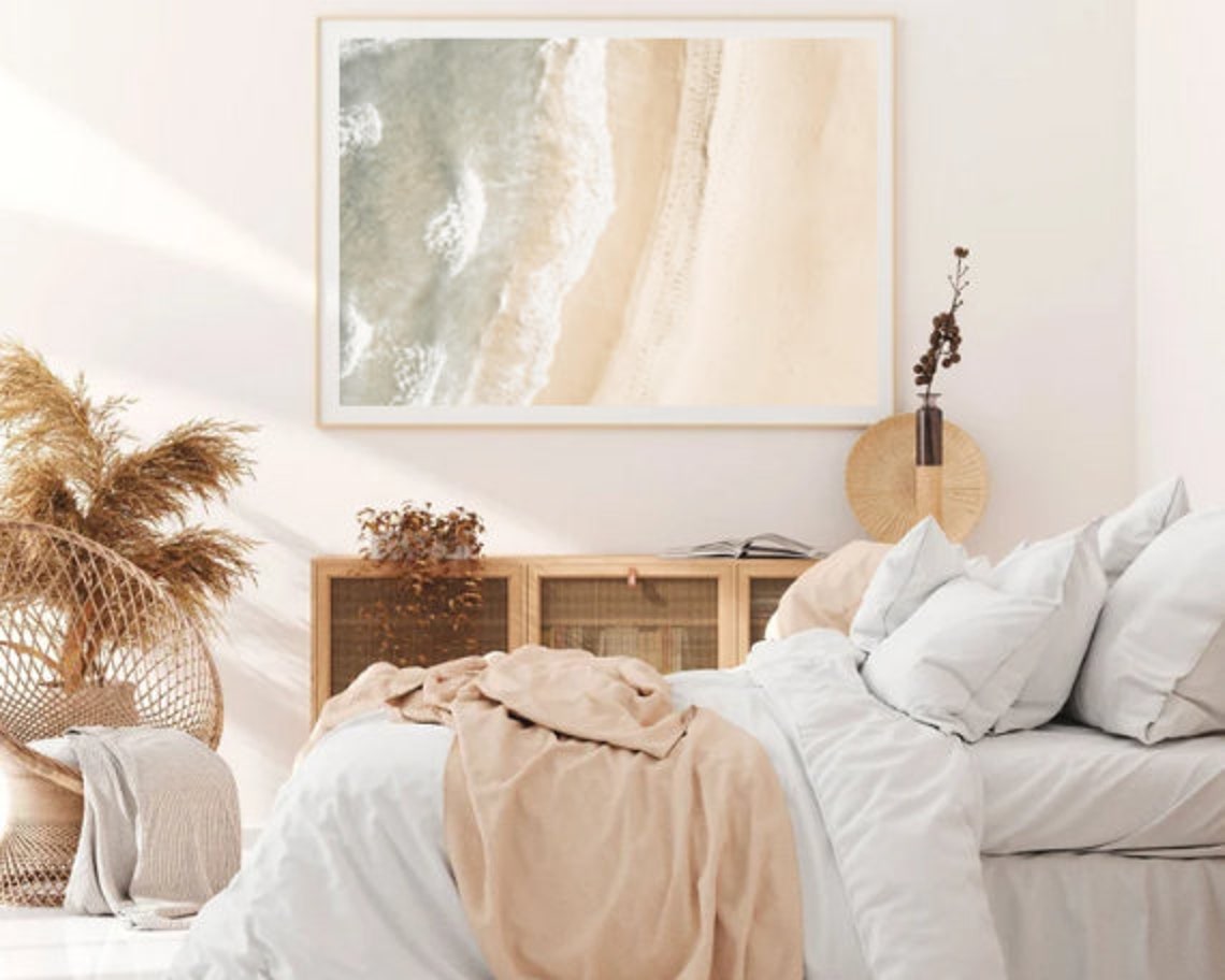Neutral Beach Prints Palm Tree Poster Beach Coastline Printable Decor ...
