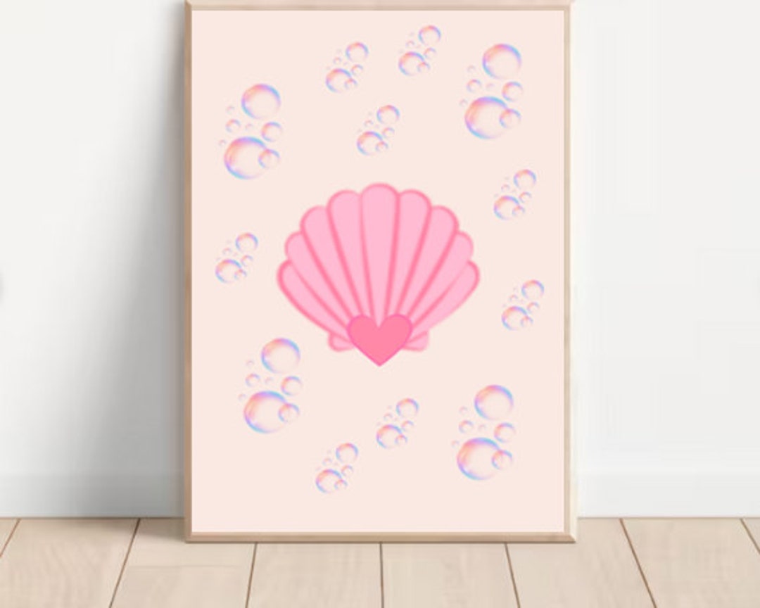 Pink Nursery Print Clam Shell Wall Decor Printable Art Seashell Print ...