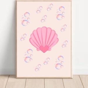 Pink Nursery Print Clam Shell Wall Decor Printable Art Seashell Print ...