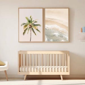Neutral Beach Prints Palm Tree Poster Beach Coastline Printable Decor ...