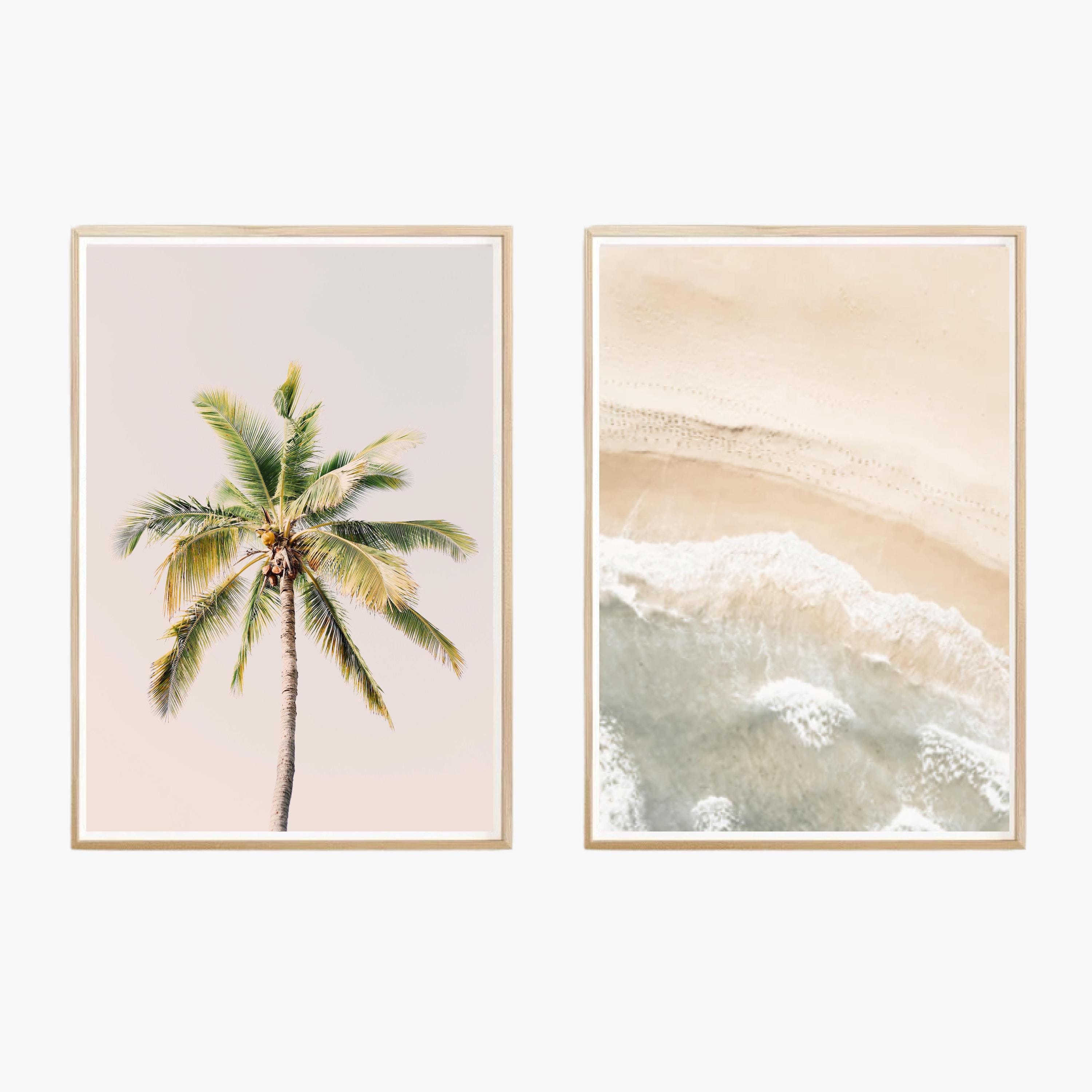 Neutral Beach Prints Palm Tree Poster Beach Coastline Printable Decor ...