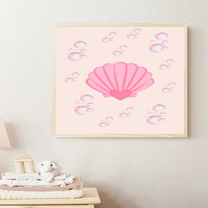 Pink Nursery Print Clam Shell Wall Decor Printable Art Seashell Print ...