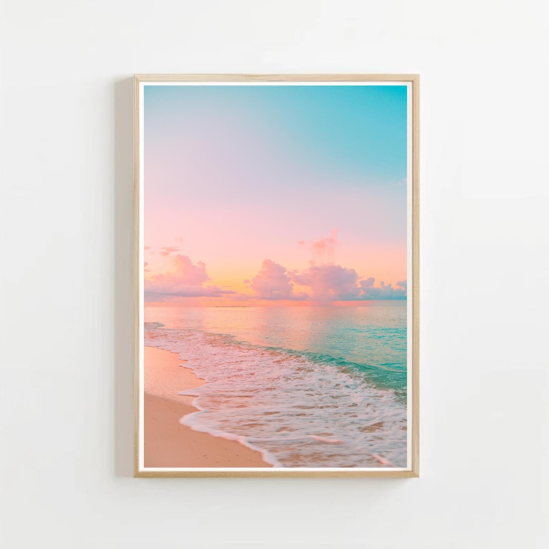 Calming Ocean Print Pastel Beach Sunset Ocean Photography Calm Ocean ...