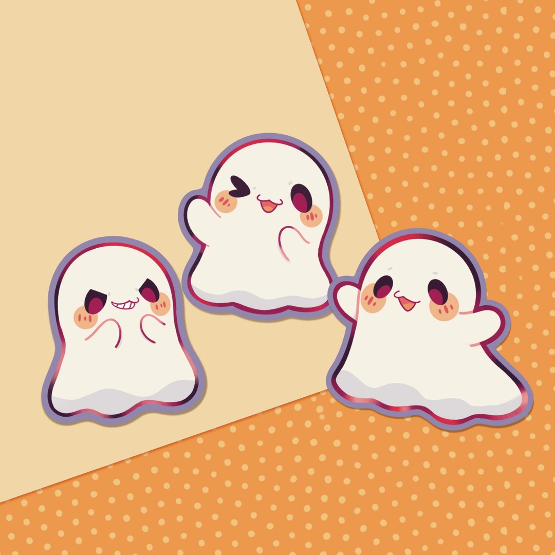 Cute Ghost Sticker Set Kawaii Spooky Halloween Vinyl - Etsy