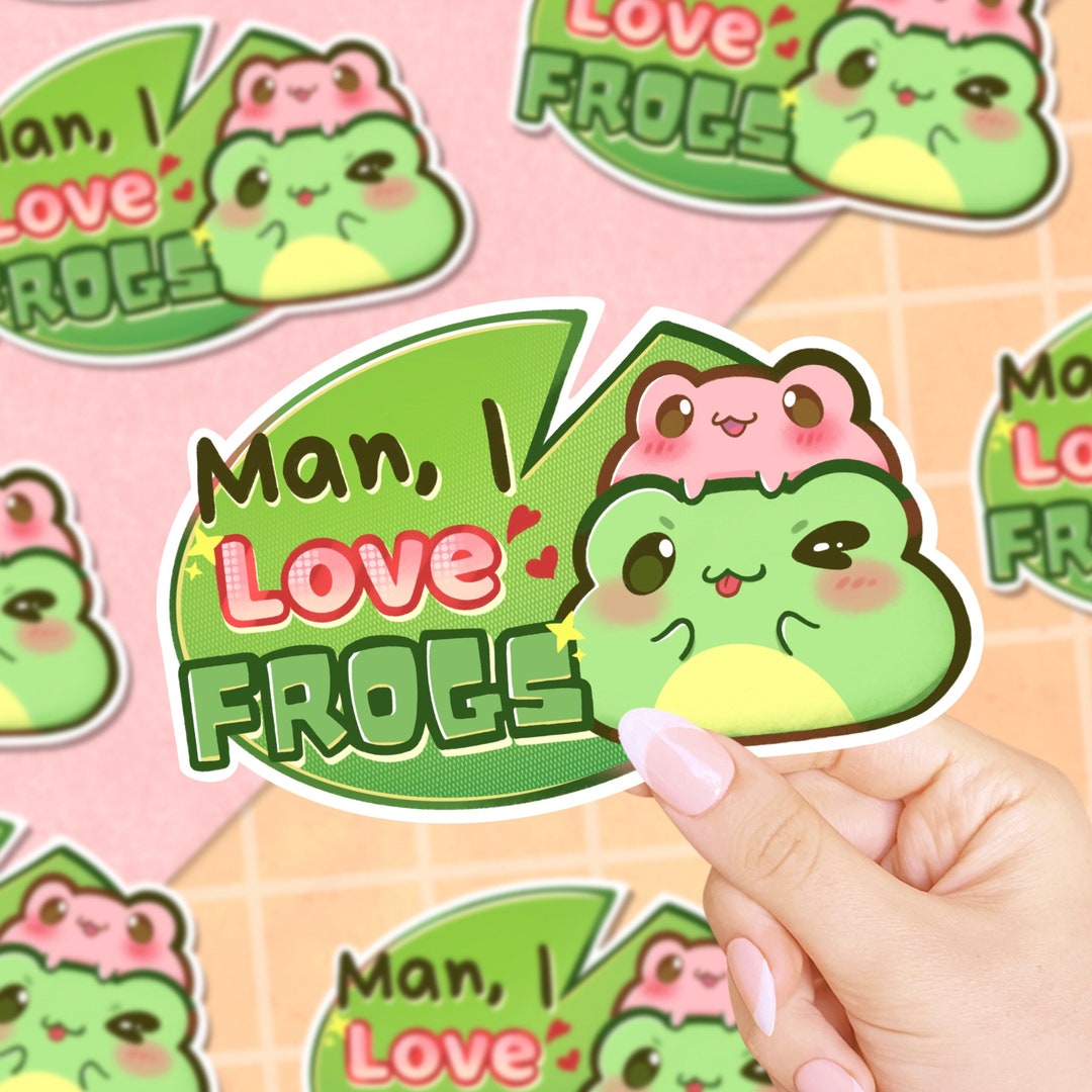 Man I Love Frogs MILF Waterproof Vinyl Sticker Cute and Funny Meme Stationery for Notebooks ...