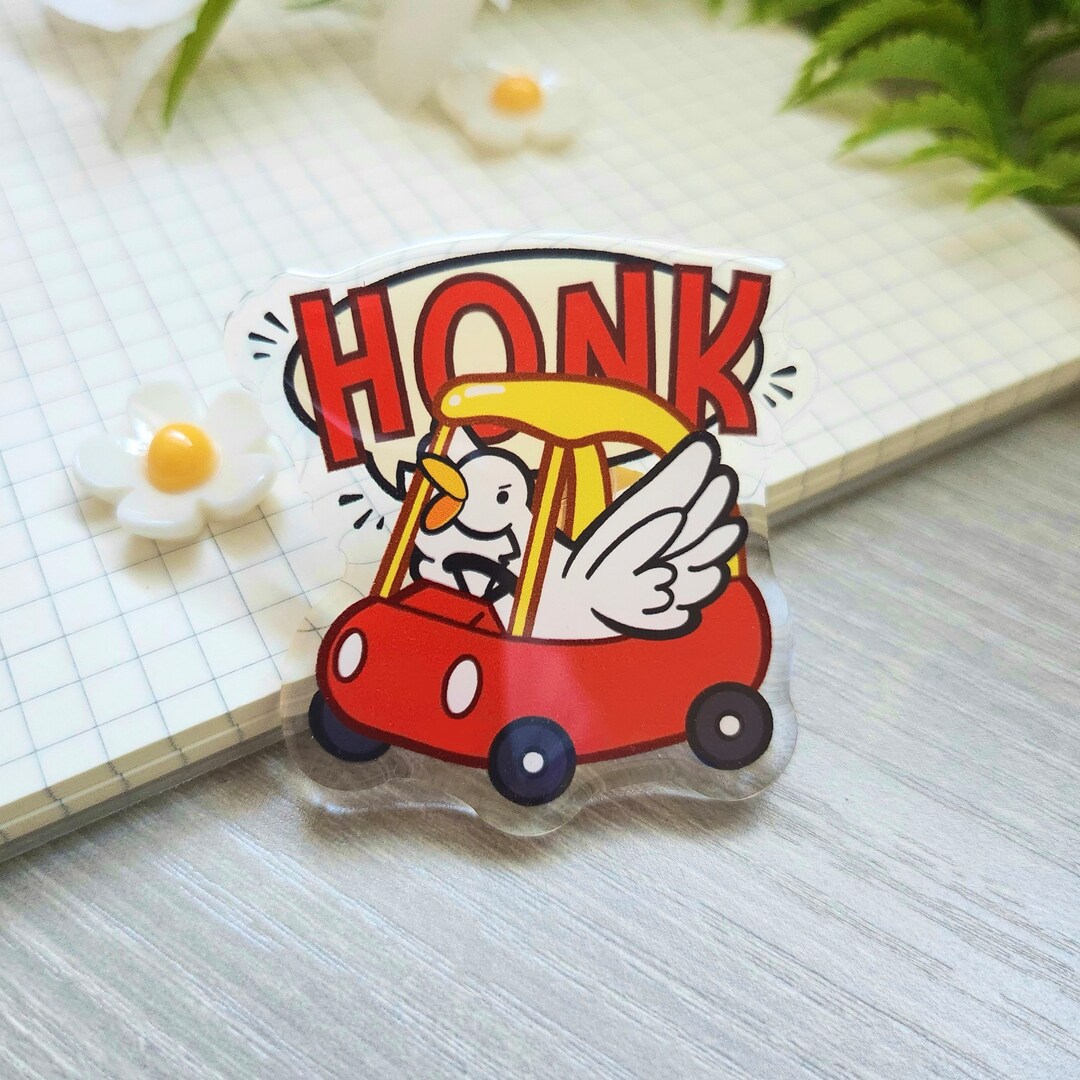 Honk Goose Car Acrylic Pin Cute and Funny Angry Bird Meme Pin for Ita ...