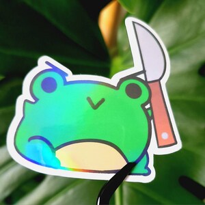 Frog With Knife Sticker Cute Stationery Funny Animal - Etsy
