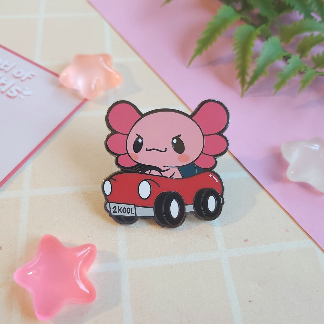 2 Kool Cute Axolotl Driver Hard Enamel Pin Funny Car Badge Kawaii ...