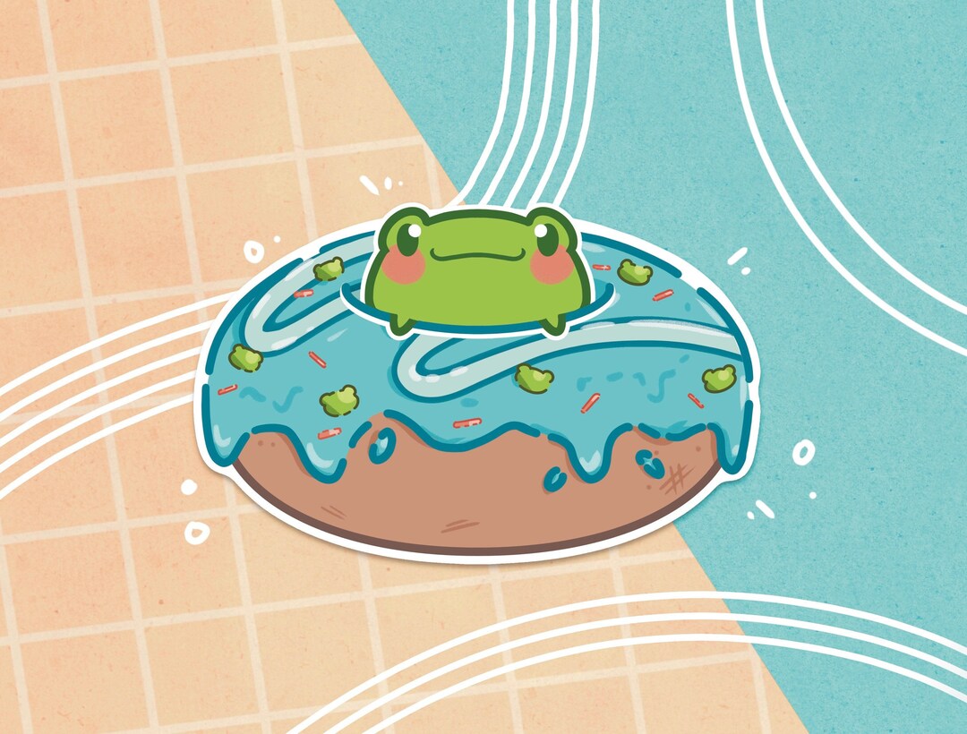 Frog Snack Sticker Kawaii Frog in Doughnut Floatie Cute Chibi Animal ...