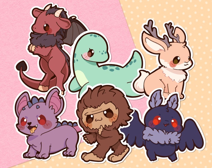 Cute Mythical Creatures, Pt 2 Stickers or Prints 6x6or8x8 Approx Dragon ...