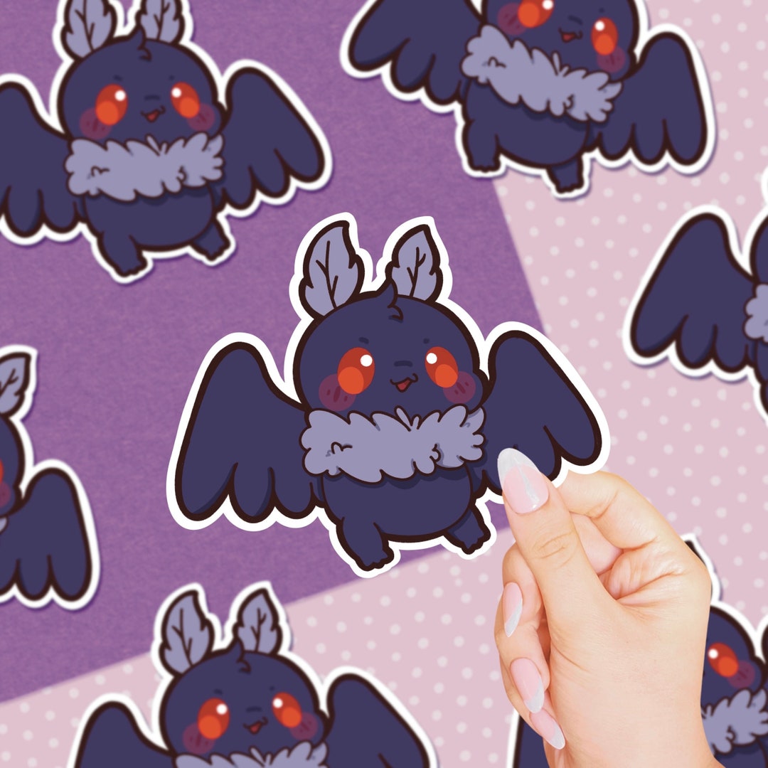 Cute Mothman Waterproof Vinyl Sticker Chibi Bug Cryptid Monster Kawaii ...
