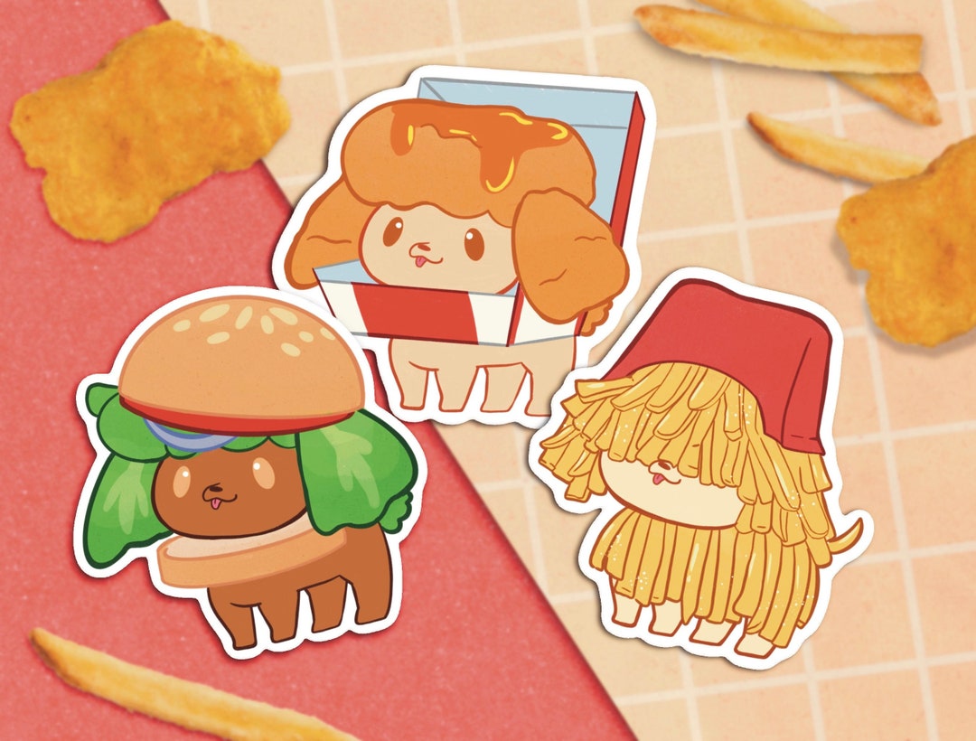 Fast Foodles Fast Food Poodle Stickers Kawaii Snacks Aesthetic Cute ...