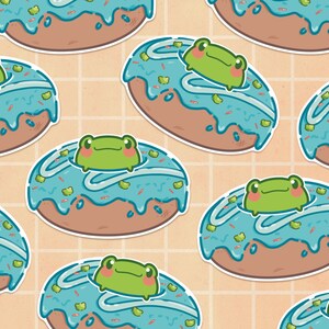 Frog Snack Sticker Kawaii Frog in Doughnut Floatie Cute Chibi Animal ...