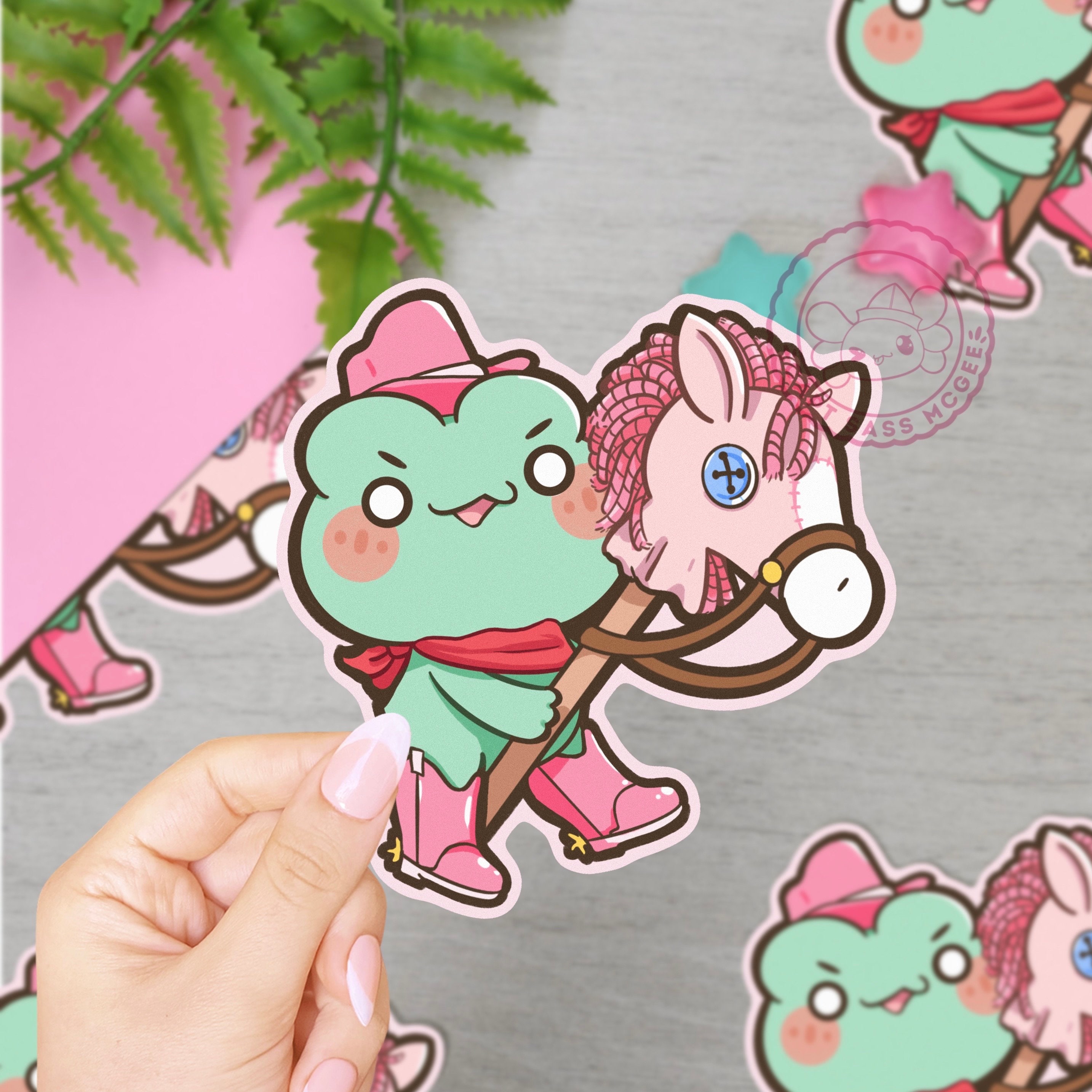 Cute Cowboy Frog Vinyl Sticker Kawaii Pink Aesthetic Stationery Funny ...