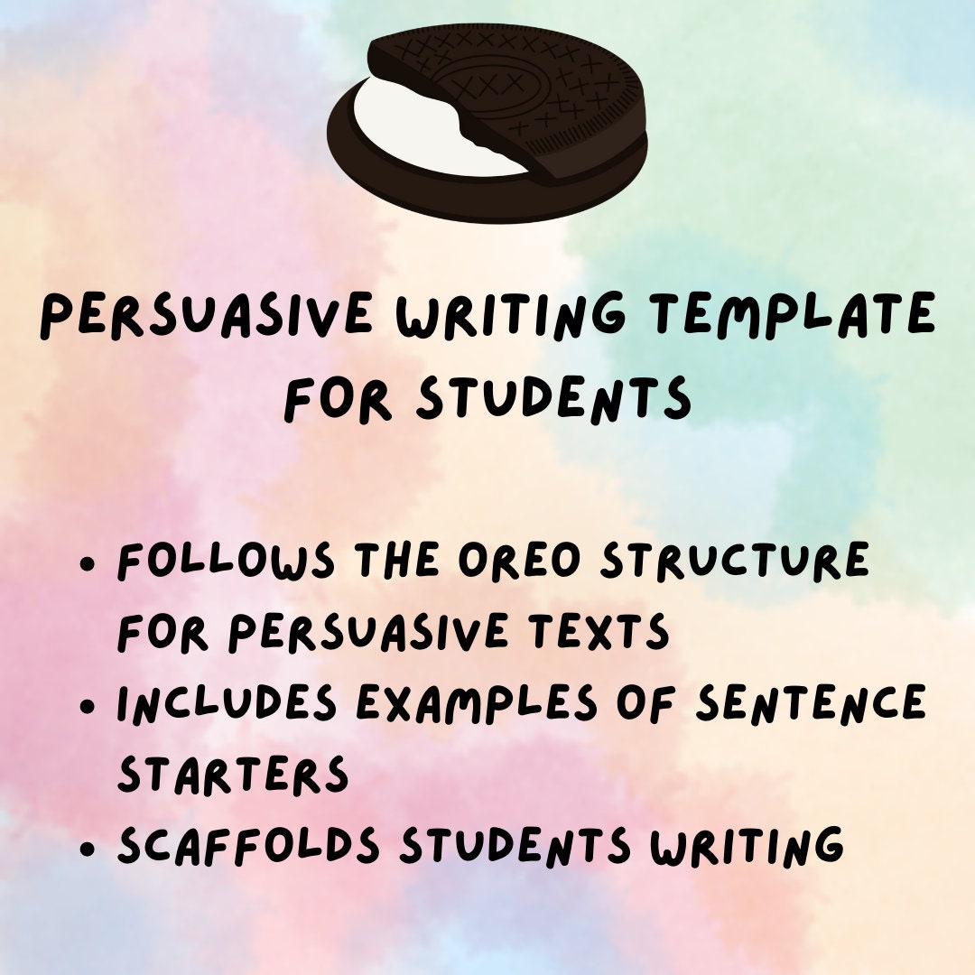 OREO Paragraph Template, OREO Persuasive Writing, Sentence Starters - Etsy