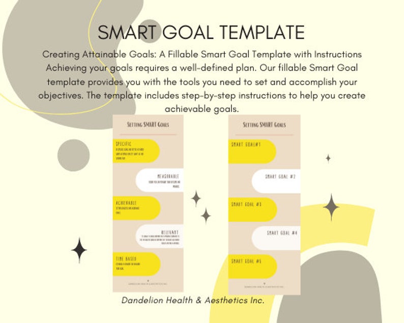 Smart Goal Template - Etsy