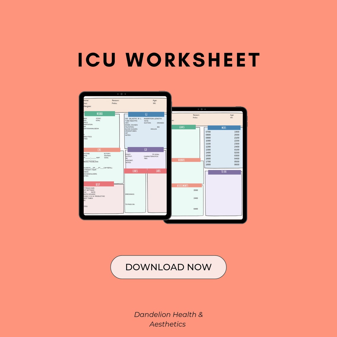 ICU Report Template - Etsy