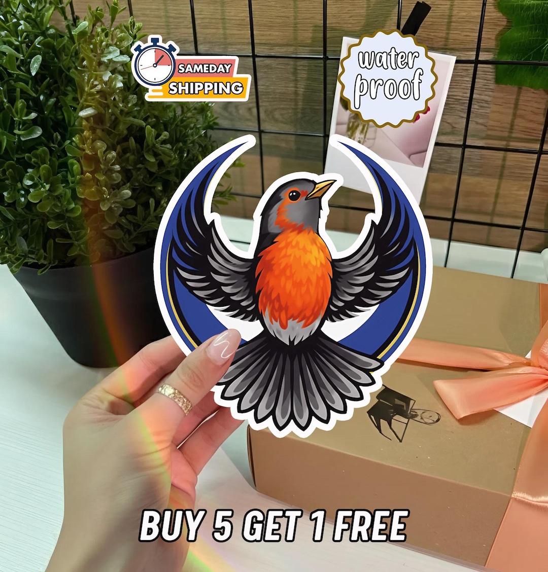 Michigan American Robin Rebel Sticker, CT WI State Bird Robin Decal ...