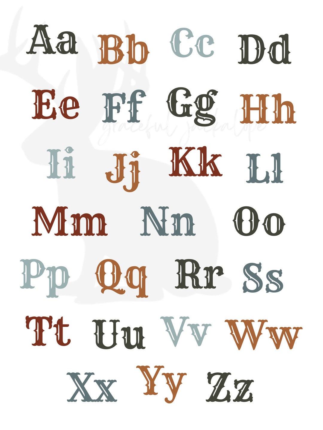 Western Cowboy Alphabet ABC Poster - Printable Digital Download ...