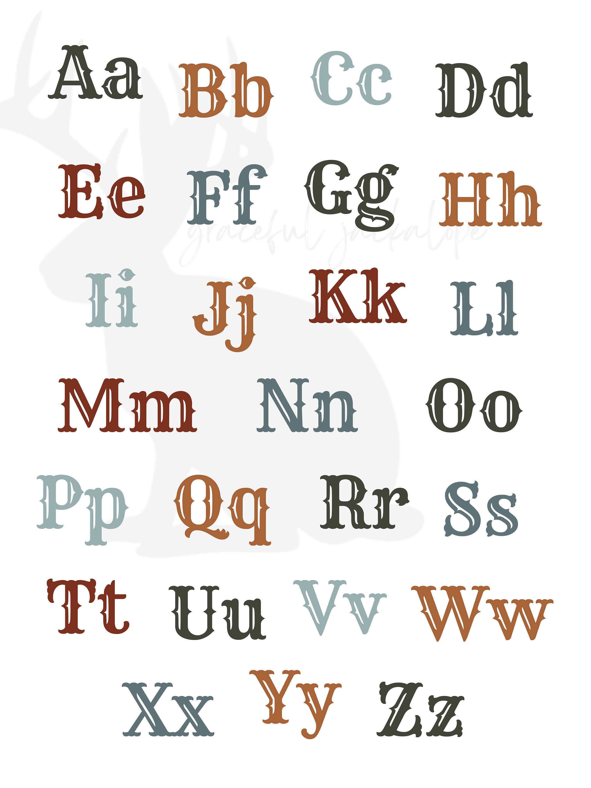 Western Cowboy Alphabet ABC Poster - Printable Digital Download ...