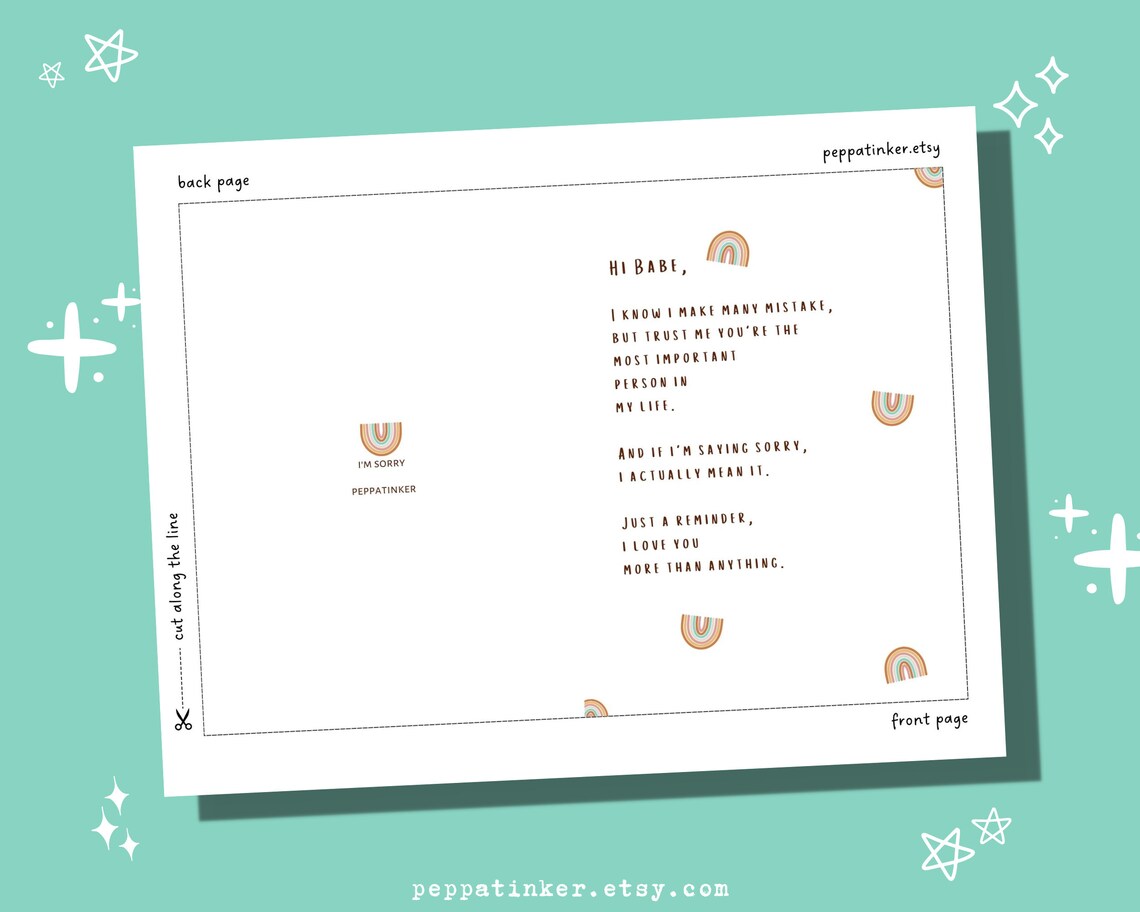 Printable Hi Babe Sorry Card, Cute Apology Card, Printable Sorry Card ...