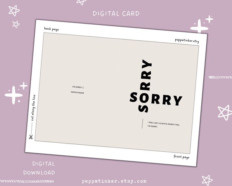 Printable Minimalist Sorry Card, Apology Card, Printable Sorry Card ...