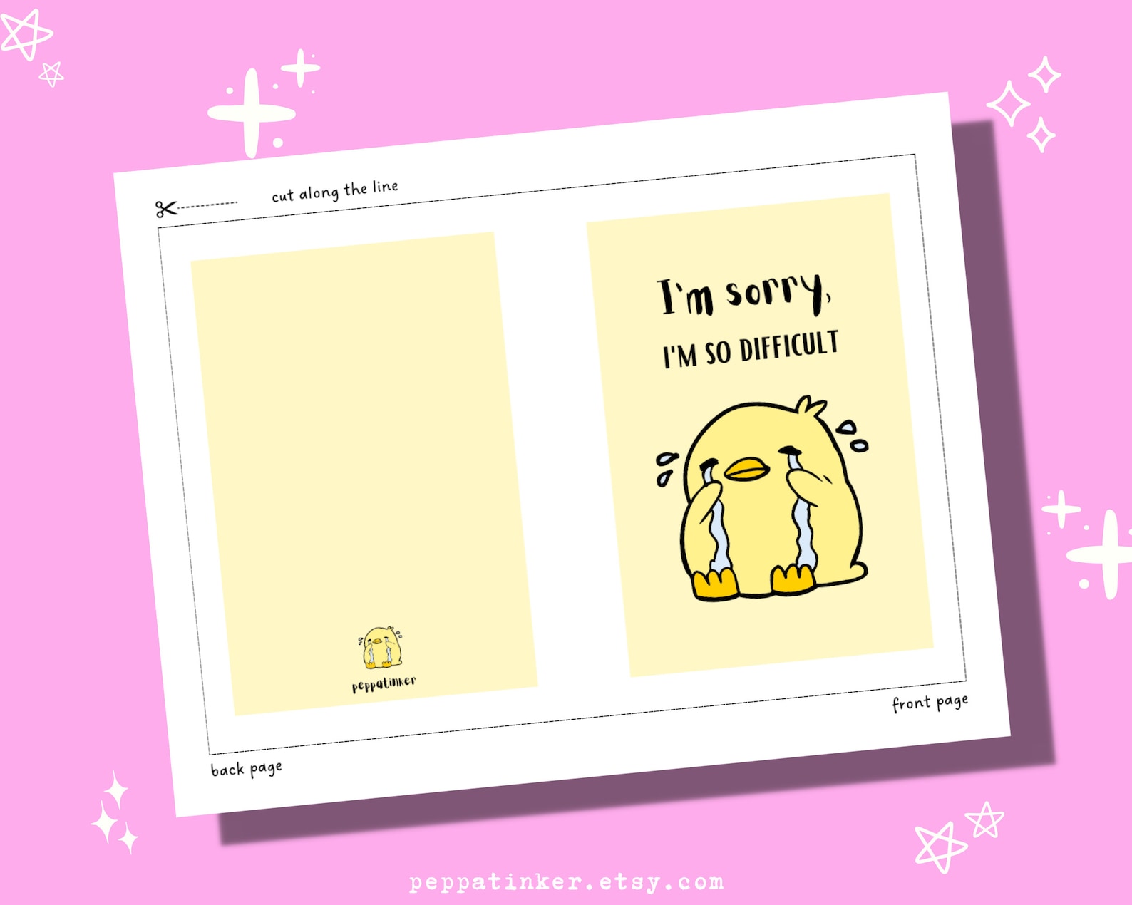 Printable Cute Crying Duck Sorry Card, Cute Apology Card, Printable ...