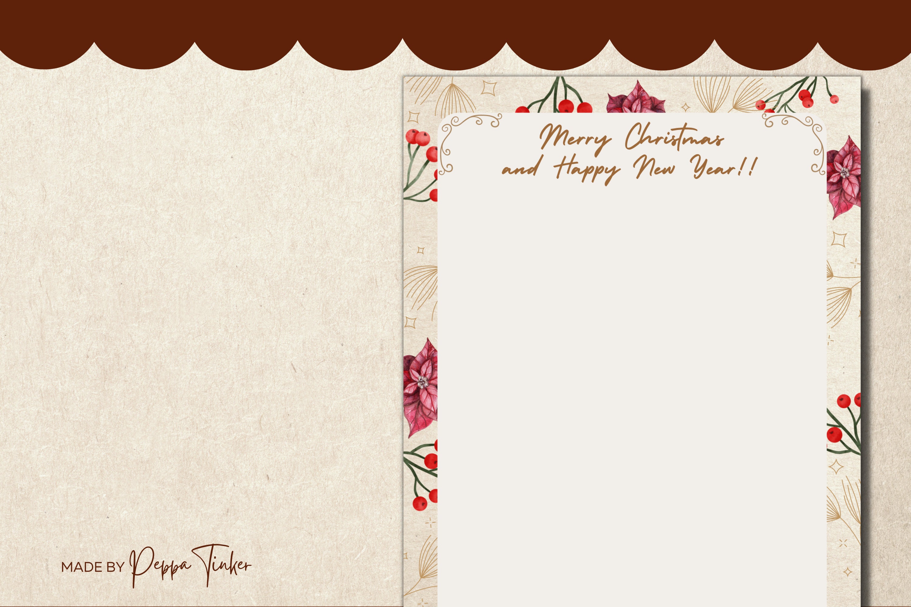 Christmas Printable Stationery Paperchristmas Letterdigital - Etsy