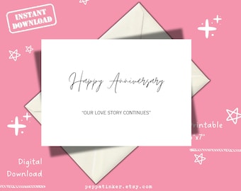 Printable Happy Anniversary Card, Printable Greeting Card, Couple ...