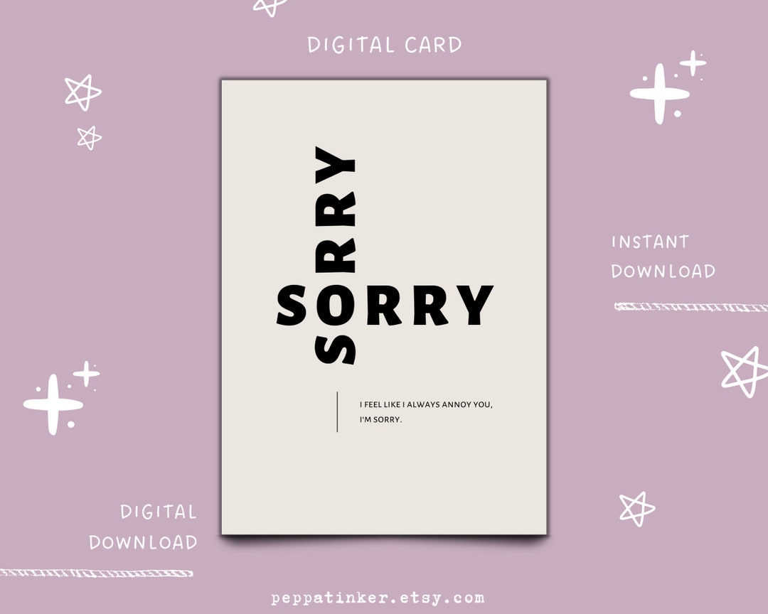 Printable Minimalist Sorry Card, Apology Card, Printable Sorry Card ...