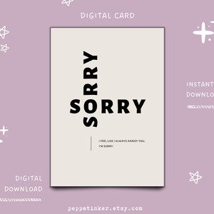 Printable Minimalist Sorry Card, Apology Card, Printable Sorry Card ...