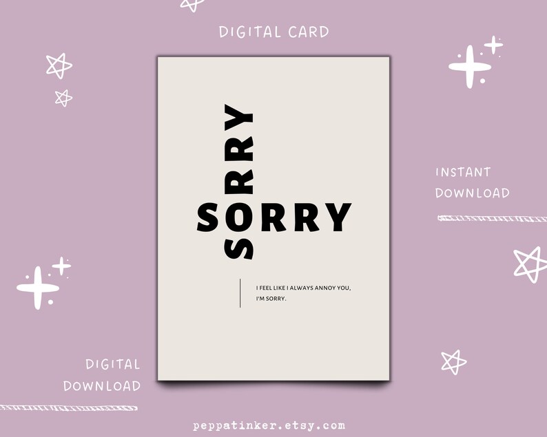 Printable Minimalist Sorry Card, Apology Card, Printable Sorry Card ...