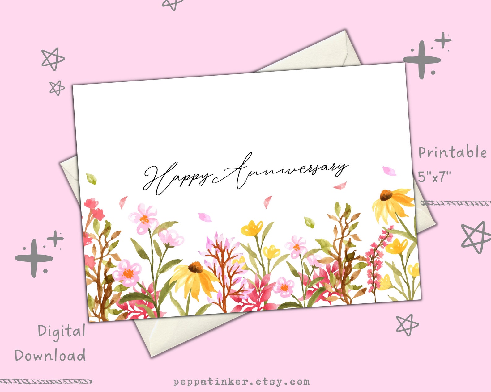 Printable Happy Anniversary Card, Printable Greeting Card, Couple ...