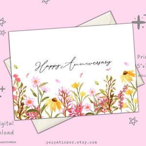 Printable Happy Anniversary Card, Printable Greeting Card, Couple ...
