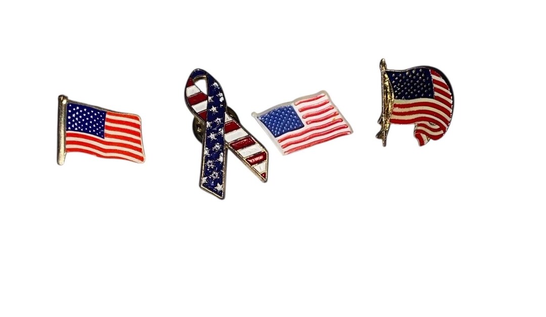 4 American Flag Medal and Plastic Pins - Etsy