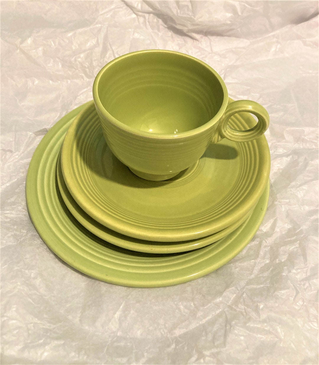 RARE Vintage Chartreuse Fiestaware Set Tea Cup, Saucer, Bread Plate ...