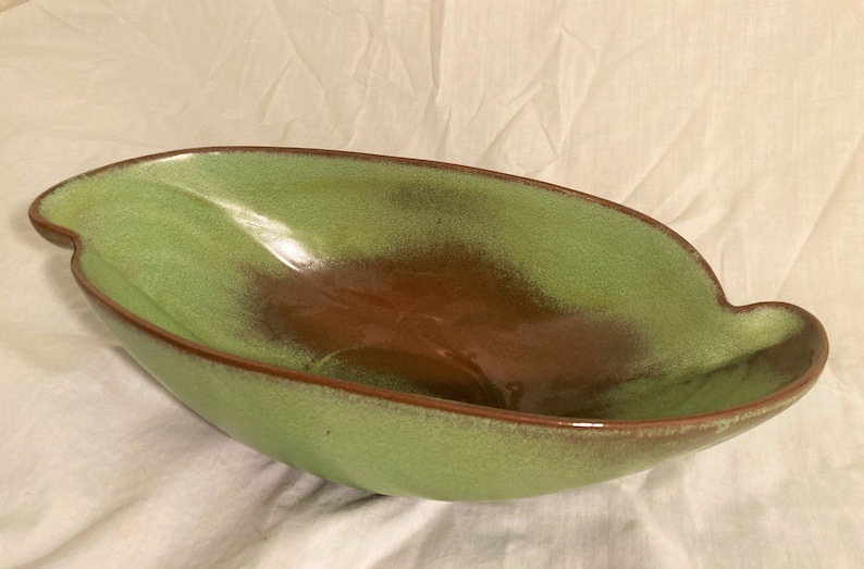 Frankoma Pottery Oval Bowl # 202 Green and Brown Glaze. - Etsy
