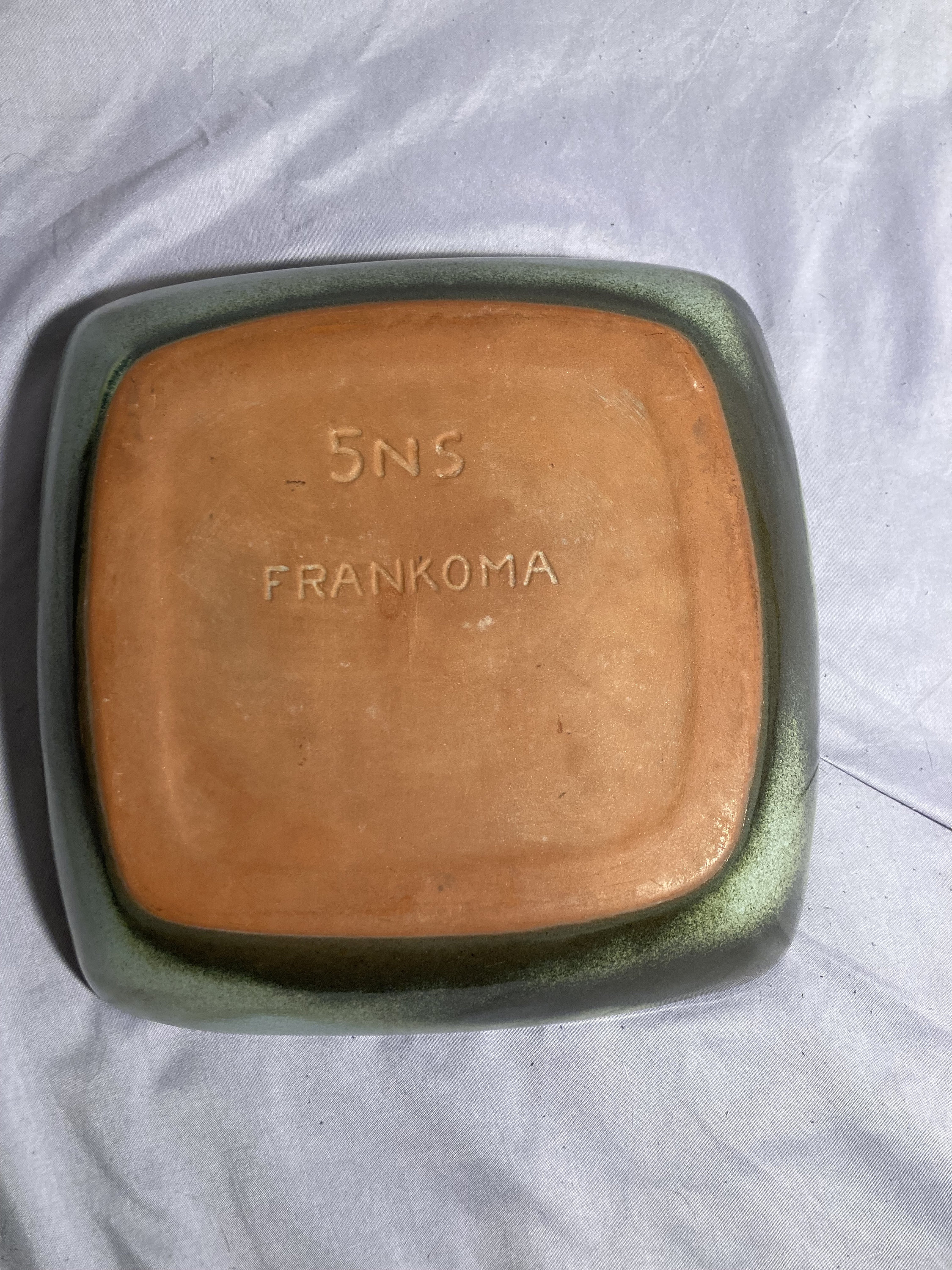 Vintage Frankoma Pottery Square Bowl, 5NS Blue/gray With Brown Glaze. 8 ...