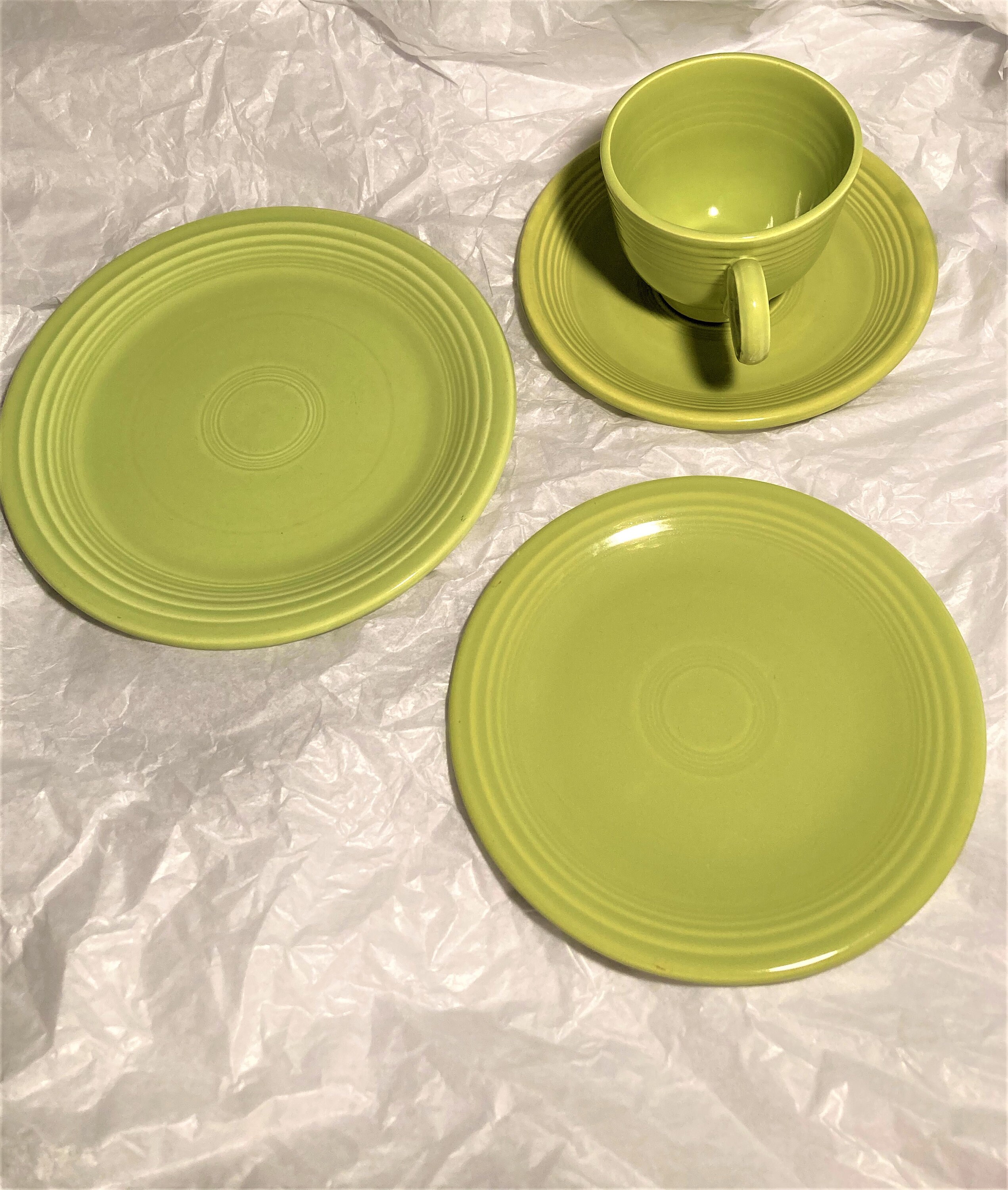 RARE Vintage Chartreuse Fiestaware Set Tea Cup, Saucer, Bread Plate ...