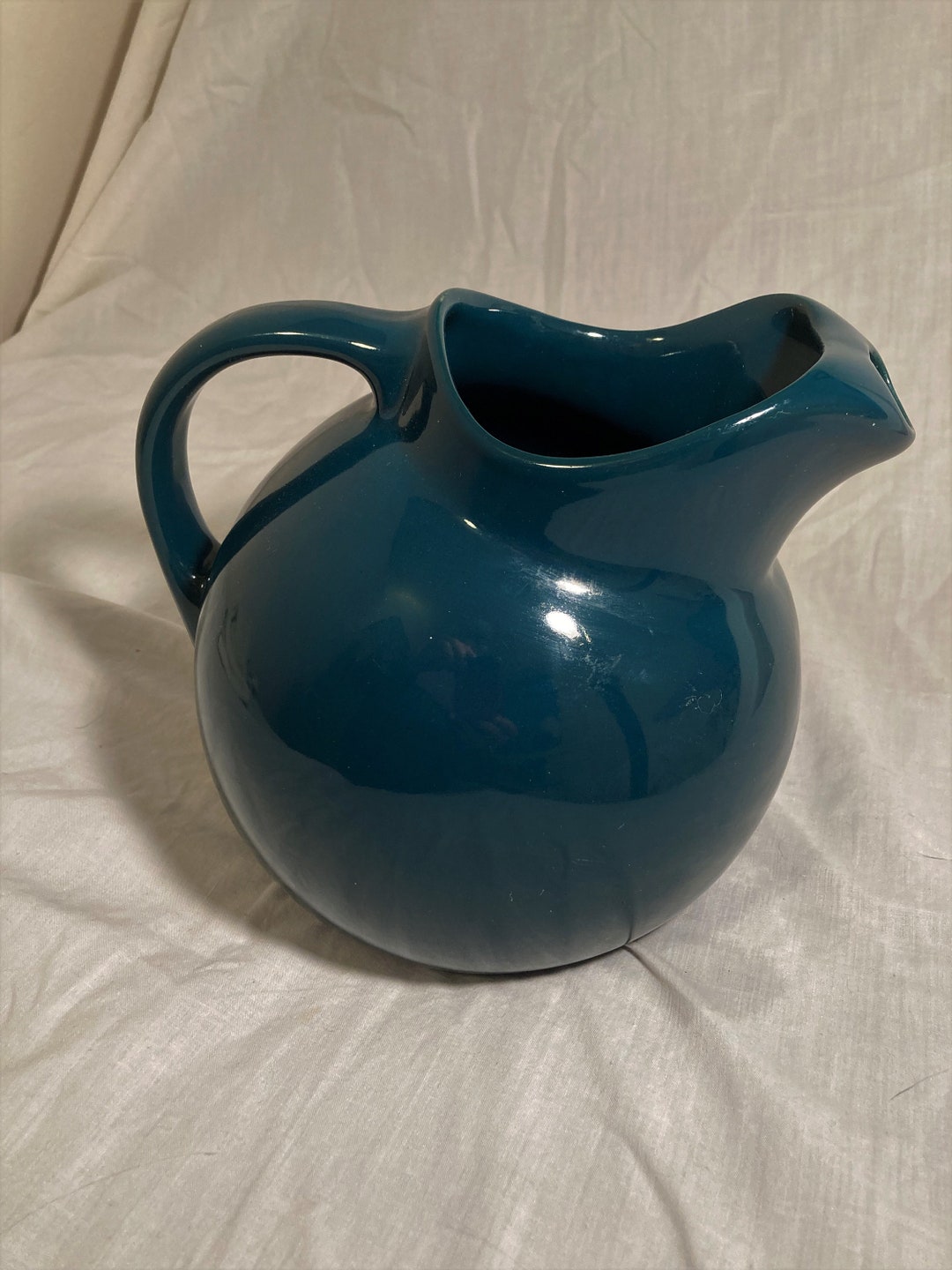 Vintage Hall Pitcher Dark Teal Tilt Ball With Ice Lip Spout 10 Cup - Etsy