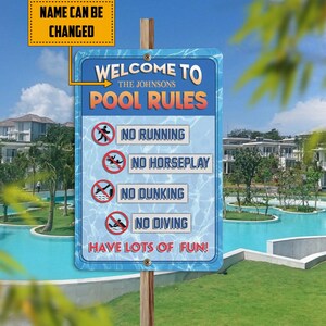 Pool Sign, Pool Rules Metal Sign, Swimming Pool Sign, Pool Bar Outdoor ...