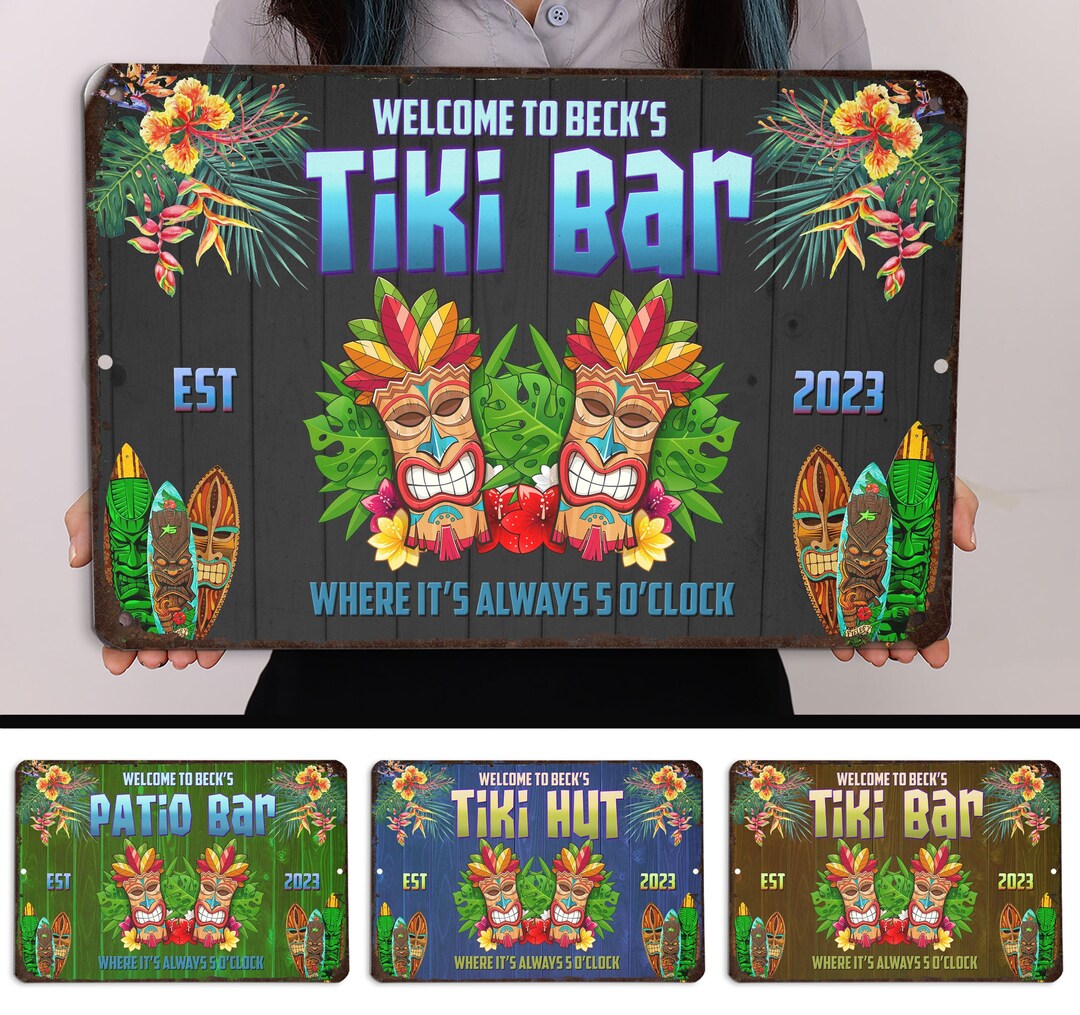 Personalized Tiki Bar Tropical Metal Sign Beach Tin Sign Bar Sign ...