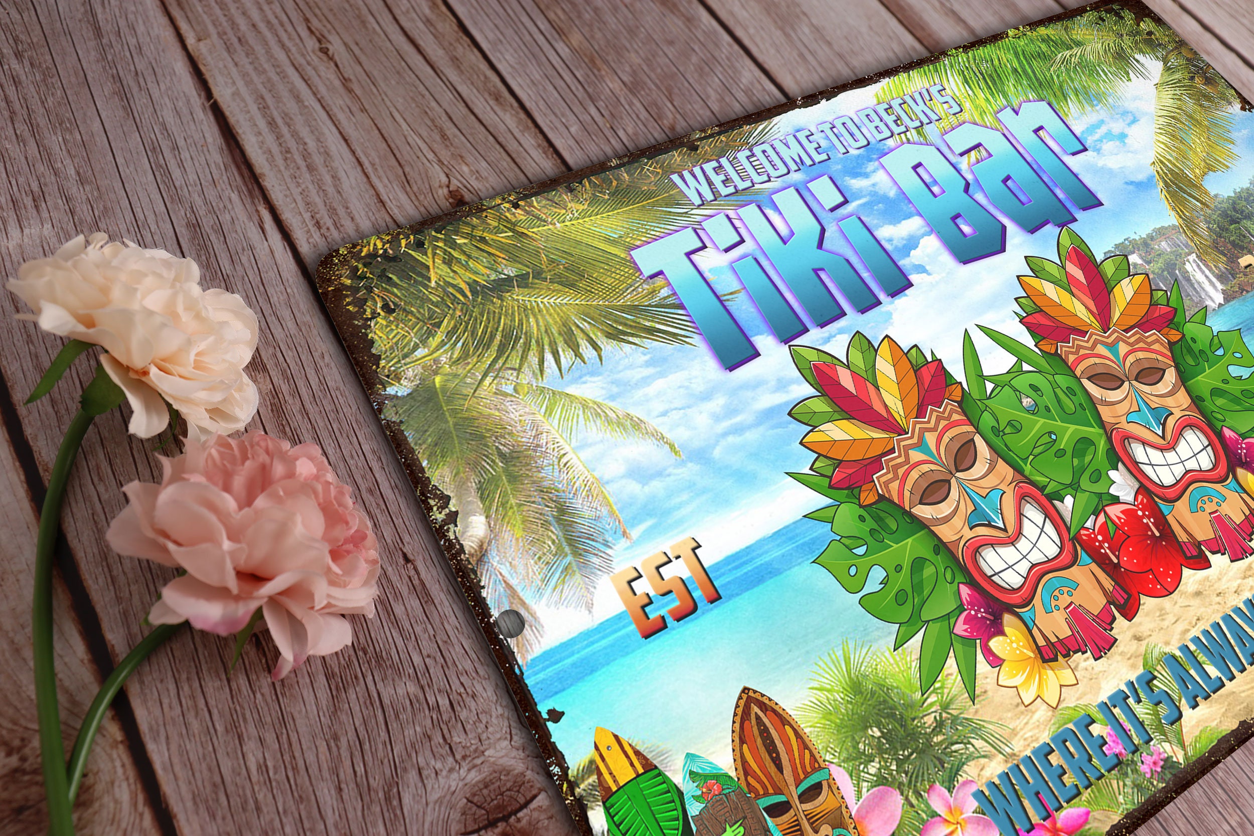 Personalized Tiki Bar Metal Sign Margaritaville Sign Beach Tin Sign Bar ...