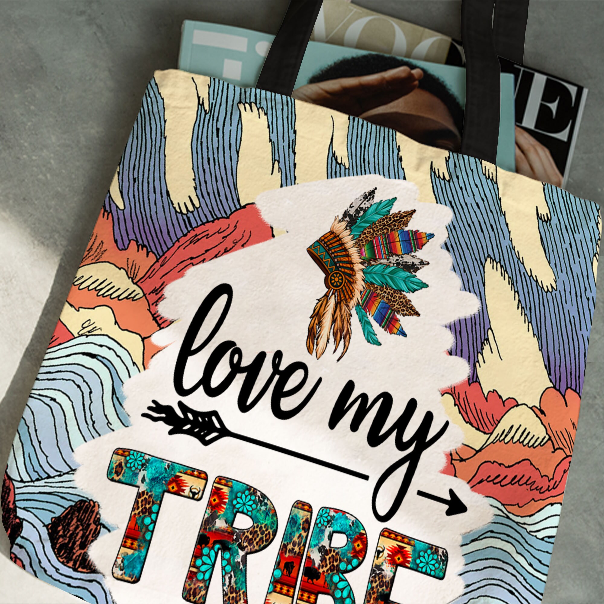 Native American Love My Tribe Tote Bag, Indigenous Tote Bag, Feather ...