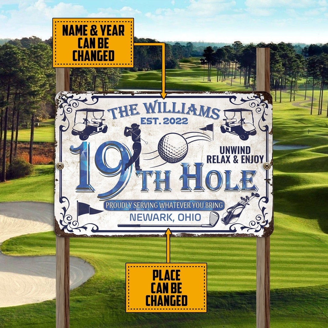 19th Hole Golf Club Sign, Golfer Gift, Golf Metal Sign, Sports Tin Sign ...